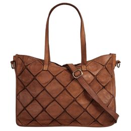 Samantha Look Damen Shopper, braun, Leder, Taschen, echt Leder, Made in Italy