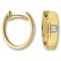 Paar Creolen Vivance "0.03 ct Diamant Brillant Ohrringe aus 585 Gelbgold" Gr. Damen, 0.03 ct mit Diamant, Diamanten, goldfarben (gold) Damen Gold Schmuck