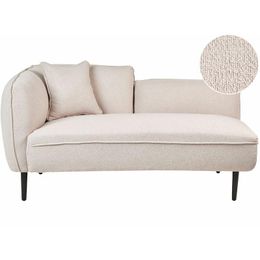 Beliani Chaiselongue Hellbeige Stoffbezug Bouclé Linksseitig mit Kissen Metallbeine Modern für Wohnzimmer Schlafzimmer Wintergarten Kleine Räume