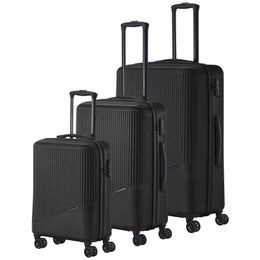 Trolleyset Travelite "BALI 4w L/M/S" schwarz Koffer-Sets Kofferset Reisegepäck Reisekoffer Hartschallenkoffer TSA Schloss