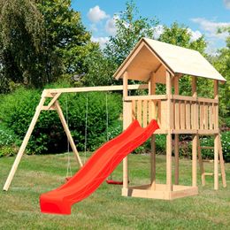 Spielturm Konifera "Winni" Spieltürme beige (natur/rot) Kinder BxTxH: 347x264x291 cm