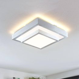 LINDBY LED-Deckenleuchte Mirco, 32 cm, eckig, Aluminium