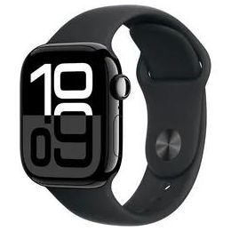 Smartwatch Apple "Watch Series 10 Aluminium" Smartwatches Gr. 42mm, Cellular, S/M, Sport Band, schwarz (schwarz, schwarz)