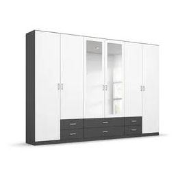 Kleiderschrank Rauch "Schrank Garderobe Wäscheschrank GAMMA in 3 Breiten" Schränke Gr. B/H/T: 271 cm x 210 cm x 54 cm, 6 St., grau (graumetallic, alpinweiß) viel Stauraum mit 6 Schubladen, Spiegel TOPSELLER MADE IN GERMANY