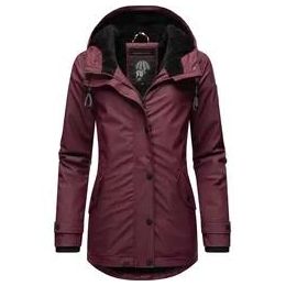 Regenjacke Navahoo "Lindraa" Gr. XS (34), rot (weinrot) Damen Jacken stylische wasserdichte Outdoorjacke mit Teddyfell