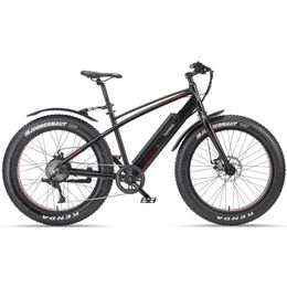 E-Bike Telefunken "Aufsteiger FM350" E-Bikes Gr. 50 cm, 26 Zoll (66,04 cm), schwarz Pedelec, Elektrofahrrad für Damen u. Herren, MTB, Mountainbike