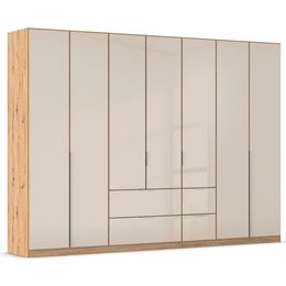 Drehtürenschrank Rauch "Kleiderschrank Kleiderschränke Schrank Garderobe AGORDO mit Glasfront" Schränke Gr. B/H/T: 315 cm x 229 cm x 54 cm, 7 St., beige (eiche artisan, glas champagner) mit Außenschubkästen, in 6 Breiten und 2 Höhen MADE IN GERMANY