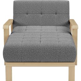 Sit & More Recamiere SIT & MORE "Billund", grau (gray), B:109cm H:88cm T:185cm, 100% Polyester, Sofas, Armlehnen aus Buchenholz in natur, verschiedene Bezüge und Farben