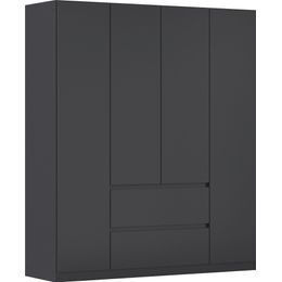 Drehtürenschrank Rauch "Kleiderschrank Schrank Garderobe Garderobenschrank MAINZ" Schränke Gr. B/H/T: 181 cm x 210 cm x 54 cm, 4 St., grau (graumetallic) grifflose Front, Außentüren mit Push-to-Open Funktion MADE IN GERMANY