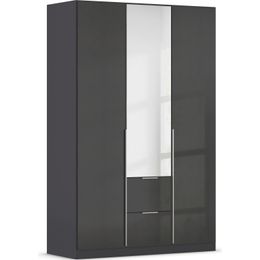 Drehtürenschrank Rauch "Kleiderschrank Schrank Garderobe AGORDO mit Dekor- oder Hochglanzfront" Schränke Gr. B/H/T: 136 cm x 210 cm x 54 cm, 3 St., grau (graumetallic, hochglanz effektgrau) mit Außenschubkästen, in 6 Breiten und 2 Höhen MADE IN GERMANY