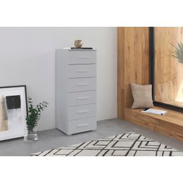 Kommode Rauch "Prandon B" Sideboards Gr. B/H/T: 47 cm x 119 cm x 42 cm, 6 St., grau (seidengrau) mit 6 Schubladen, Metallgriffe