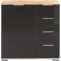 Kombikommode wimex "Easy" Sideboards Gr. B/H/T: 82 cm x 83 cm x 41 cm, grau (plankeneichefarben, grauglas)