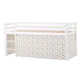 Hochbett Hoppekids "ECO Dream, Kinderbett, Spielbett, Halbhohes Bett aus Massivholz", beige (weiß, pets natur), B:101cm H:105cm L:208cm, Kinderbett: 100% Massivholz: Nordische Kiefer, Vorhang: 100% Baumwolle, Hochbetten, Hochbett Kinderbett, inkl. Vorhang-Set Creator, Bettgröße & Matratze wählbar