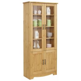 Vitrine Home Affaire "Trinidad" Schränke beige (natur, geölt) 4-türig, Breite 85 cm