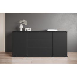 Sideboard Inosign "Kenia" Sideboards Gr. B/H/T: 150 cm x 67,9 cm x 39,5 cm, schwarz (graphite matt) Modernes Sideboard mit 3 Schubladen und 4 Fächern, Breite 150 cm Bestseller