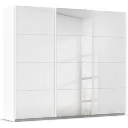 Schwebetürenschrank Rauch "Kleiderschrank Kleiderschränke Schrank Garderobe AGORDO mit Glasfront" Schränke Gr. B/H/T: 271 cm x 229 cm x 62 cm, 3 St., weiß (alpinweiß, glas kristallweiß) durchdachte Innenausstattung, in 4 Breiten und 2 Höhen MADE IN GERMANY