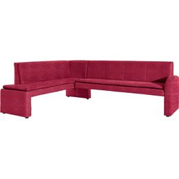 Eckbank exxpo - SOFA FASHION "Cortado, elegant und modern mit hohem Sitzkomfort" Sitzbänke Gr. B/H/T: 197cm x 89cm x 264cm, Luxus-Microfaser, langer Schenkel (Armlehne) rechts, rot hohe Bodenfreiheit, schöne Detailverarbeitung, wahlweise Lederbezug