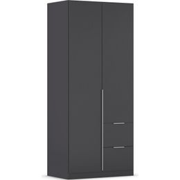 Drehtürenschrank Rauch "Kleiderschrank Schrank Garderobe AGORDO mit Dekor- oder Hochglanzfront" Schränke Gr. B/H/T: 91 cm x 210 cm x 54 cm, 2 St., grau (graumetallic) mit Außenschubkästen, in 6 Breiten und 2 Höhen MADE IN GERMANY