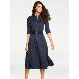 Hemdblusenkleid Linea Tesini BY HEINE "Hemdblusenkleid" Gr. 48, Normalgrößen, blau Damen Kleider