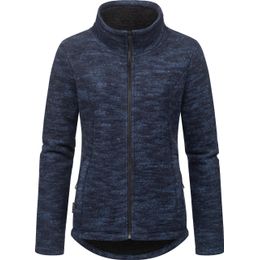 Strickjacke Ragwear "Liram Melange" Gr. 4XL (48), blau (navy) Damen Strickjacken Kuschelige Übergangsjacke in Strick-Optik