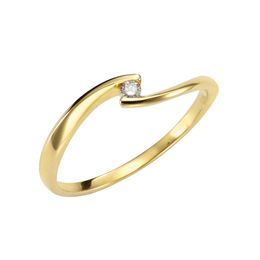 Fingerring OROLINO "Gold 750 mit Brillant 0,04ct." Gr. 17, gelb (gelb, weiß), Fingerringe, Damen, 054 (17,2), 0,04 ct SI = kleine Einschlüsse, Gold