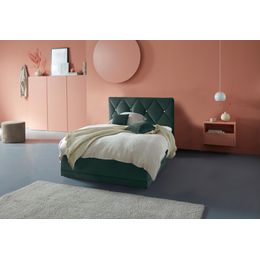 Polsterbett "Adamas", grün (moosgrün), L:210cm, Bezug: 100% Polyester, Polsterung: Polsterwatte, Material Gestell: gepolsterter Holzwerkstoff, Westfalia Schlafkomfort, Betten, auch mit Bettkasten, Knopfheftung mit Strasssteinen