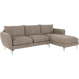 Modernes Ecksofa Lisa mit Metall Füßen, Dunkelbeige Microfaser