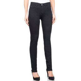 Slim-fit-Jeans WONDERJEANS Gr. 40, Länge 32, schwarz (black denim32) Damen Jeans Klassischer gerader Schnitt