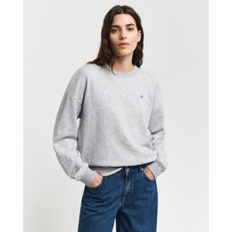 Sweatshirt Gant "SHIELD C-NECK SWEAT" Gr. L, grau (light grey melange) Damen Sweatshirts Grafische Gant-Stickerei auf der Brust