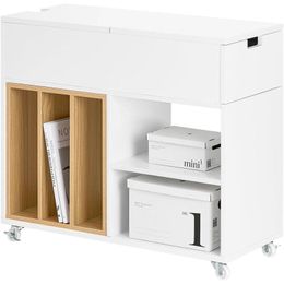 sobuy FBT134-W Aktenschrank Aktenschrankwagen Druckertisch Druckerständer Rollcontainer mit 4 Rollen Lagerschrank Schrank für Büro Weiß bht ca. 30x61x70cm