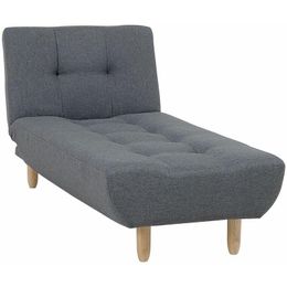 Beliani - Chaiselongue Universal Dunkelgrau Stoffbezug Gesteppt mit Schlaffunktion Verstellbare Rückenlehne Holzfüße Retro-Design Wohnzimmer