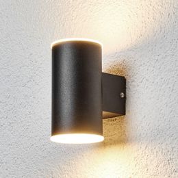 LINDBY LED-Außenwandleuchte Morena in Schwarz 2fl.