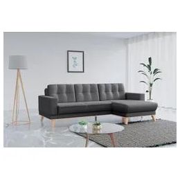 Sit & More Ecksofa SIT & MORE "Lavida L-Form" Sofas Gr. B/H/T: 279cm x 90cm x 167cm, Flachgewebe, Recamiere rechts, ohne Kipper-ohne Bettkasten-3 Rückenkissen-belastbar bis 495 kg, grau (anthrazit) wahlweise mit Kippfunktion und Bettkasten