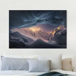 Bilderwelten Leinwandbild Natur modern Kunstdruck bunt - Blick aus dem Gletscher - Berg XXL Wohnzimmer Schlafzimmer