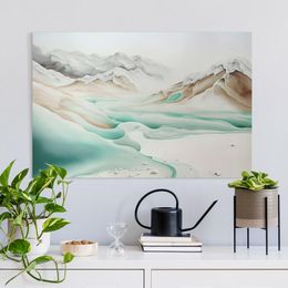 Bilderwelten Leinwandbild Natur Fotomontage Kunstdruck t&uuml;rkis - Eisige Landschaft - Landschaft XXL Wohnzimmer Schlafzimmer