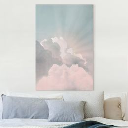 Bilderwelten Leinwandbild Vintage Kunstdruck pastell - Himmlische Sonnenstrahlen - Retro XXL Wohnzimmer Schlafzimmer