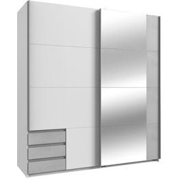 Schwebetürenschrank wimex "Emden moderner Kleiderschrank mit Spiegel und Schubladen BESTSELLER" Schränke Gr. B/H/T: 180 cm x 198 cm x 64 cm, 2, weiß (weiß, beton, nachbildung lichtgrau) Schlafzimmer Schrank Garderobenschrank mit Schwebetüren Topseller