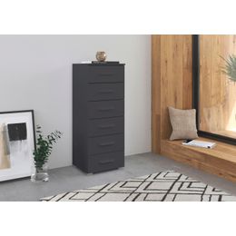 Kommode Rauch "Prandon B" Sideboards Gr. B/H/T: 47 cm x 119 cm x 42 cm, 6 St., grau (graumetallic) mit 6 Schubladen, Metallgriffe