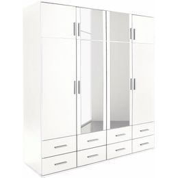 Kleiderschrank Rauch "Kemi", weiß, B:180cm H:194cm T:53cm, Schränke, mit Spiegel