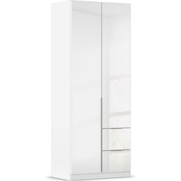 Drehtürenschrank Rauch "Kleiderschrank Kleiderschränke Schrank Garderobe AGORDO mit Glasfront" Schränke Gr. B/H/T: 91 cm x 229 cm x 54 cm, 2 St., weiß (alpinweiß, glas kristallweiß) mit Außenschubkästen, in 6 Breiten und 2 Höhen MADE IN GERMANY