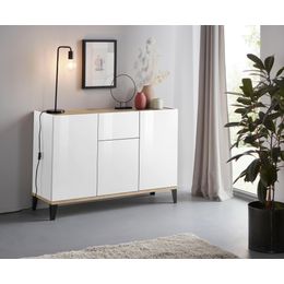 Sideboard Inosign "Sunrise" Sideboards Gr. B/H/T: 120cm x 82cm x 40cm,, weiß (weißhg/ahorn pereira) Breite 120 cm