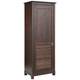 Garderobenschrank Home Affaire "Rauna", braun (dunkelbraun), B:79,5cm H:199,5cm T:48,5cm, Massivholz, Schränke, Aus massiver Kiefer, mit dekorativen Fräsungen