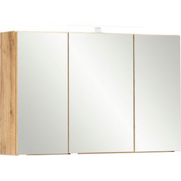 Spiegelschrank Welltime "Lienz" Schränke Gr. B/H/T: 100cm x 64cm x 20cm, 3 St., braun (wotaneiche)