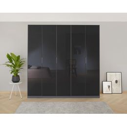 Drehtürenschrank Rauch "Kleiderschrank Schrank Garderobe KOLUNA mit hochwertiger Glasfront" Schränke Gr. B/H/T: 226 cm x 210 cm x 54 cm, 5 St., grau (graumetallic, glas basalt) inkl. 2 Innenschubladen sowie extra Einlegeböden MADE IN GERMANY