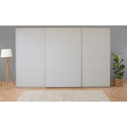 Schwebetürenschrank Rauch "Kleiderschrank Schrank Garderobe KOLUNA mit Dekor-Front" Schränke Gr. B/H/T: 360 cm x 229 cm x 62 cm, 3 St., grau (seidengrau) inkl. 2 Innenschubladen sowie extra Einlegeböden MADE IN GERMANY