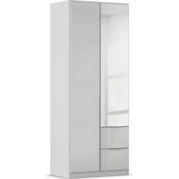 Drehtürenschrank Rauch "Kleiderschrank Kleiderschränke Schrank Garderobe AGORDO mit Glasfront" Schränke Gr. B/H/T: 91 cm x 229 cm x 54 cm, 2 St., grau (seidengrau, glas seidengrau) mit Außenschubkästen, in 6 Breiten und 2 Höhen MADE IN GERMANY