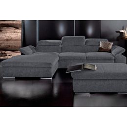 Sit & More Ecksofa SIT & MORE "Alcudia L-Form", grau (dunkelgrau), B:285cm H:73cm T:174cm, Struktur;Luxus-Kunstleder;Primabelle-Microfaser, Sofas, Ecksofa, wahlweise mit Bettfunktion