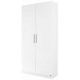 Garderobenschrank Rauch "Garderobe Drehtürenschrank Kleiderschrank Schrank Schuhschrank MINOSA" Schränke Gr. H/T: 197 cm x 41 cm, 2 St., weiß (alpinweiß) Breite 91 cm, ausziehbare Kleiderstange 6 Schuhablagen MADE IN GERMANY