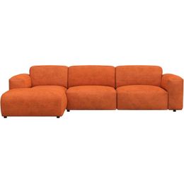 Ecksofa FLEXLUX "Lucera bequem und komfortabel durch hochwertigen Sitzaufbau, L.Form", orange (burned orange), B:284cm H:73cm T:171cm, 85% Polyester/15%Polyamide, Sofas, Ecksofa, modern & anschmiegsam, Kaltschaum, Stahl-Wellenunterfederung