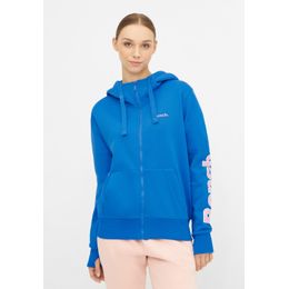 Kapuzensweatjacke Bench. "DARCINE", Damen, Gr. 36, blau (bright blau), Sweatware, Obermaterial: 60% Baumwolle, 40% Polyester, unifarben, casual, Sweatjacken, mit seitlichem Bench Logodruck